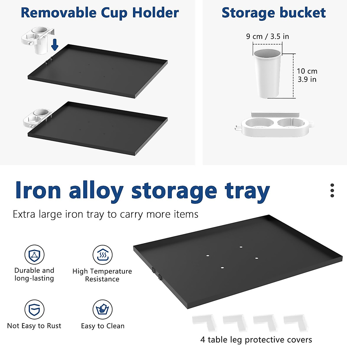 ZHOOGE Salon Tray Cart on Wheels with Stand Rack Tray, Premium Iron Alloy Tattoo Tray Height Adjustable Salon Service Tray with 360 Degree Mute Universal Tricycle for Tattoo Work, SPA and Dental Tray