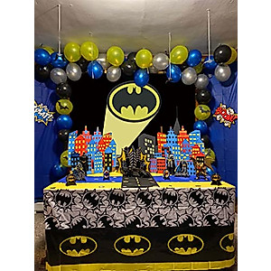 Superhero Super City Backdrop Yellow Full Moon Skyline Buildings City Scape Photography Background Child Boy Birthday Party Decoration Banner Photo Booth