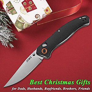 JSWS Tactical Knife Pocket Folding Knife Survival Camping Knife 440C Stainless Steel 3.7'' Blade Micarta Handle Axis Lock Perfect for Camping Fishing Hiking Survival Gifts for Men