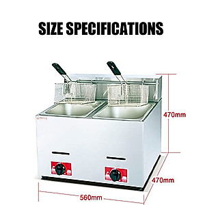 Commercial Deep Fryer,Large Capacity Commercial Countertop Gas Fryer,Two Tank Outdoor Countertop Fryers for Restaurant Home Fries Chip,Double Cylinder