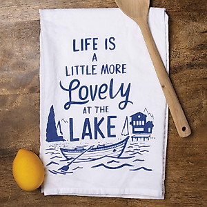 Primitives by Kathy 104268 LOL Made You Smile Dish Towel, 28 x 28-Inches, Lovely at The Lake