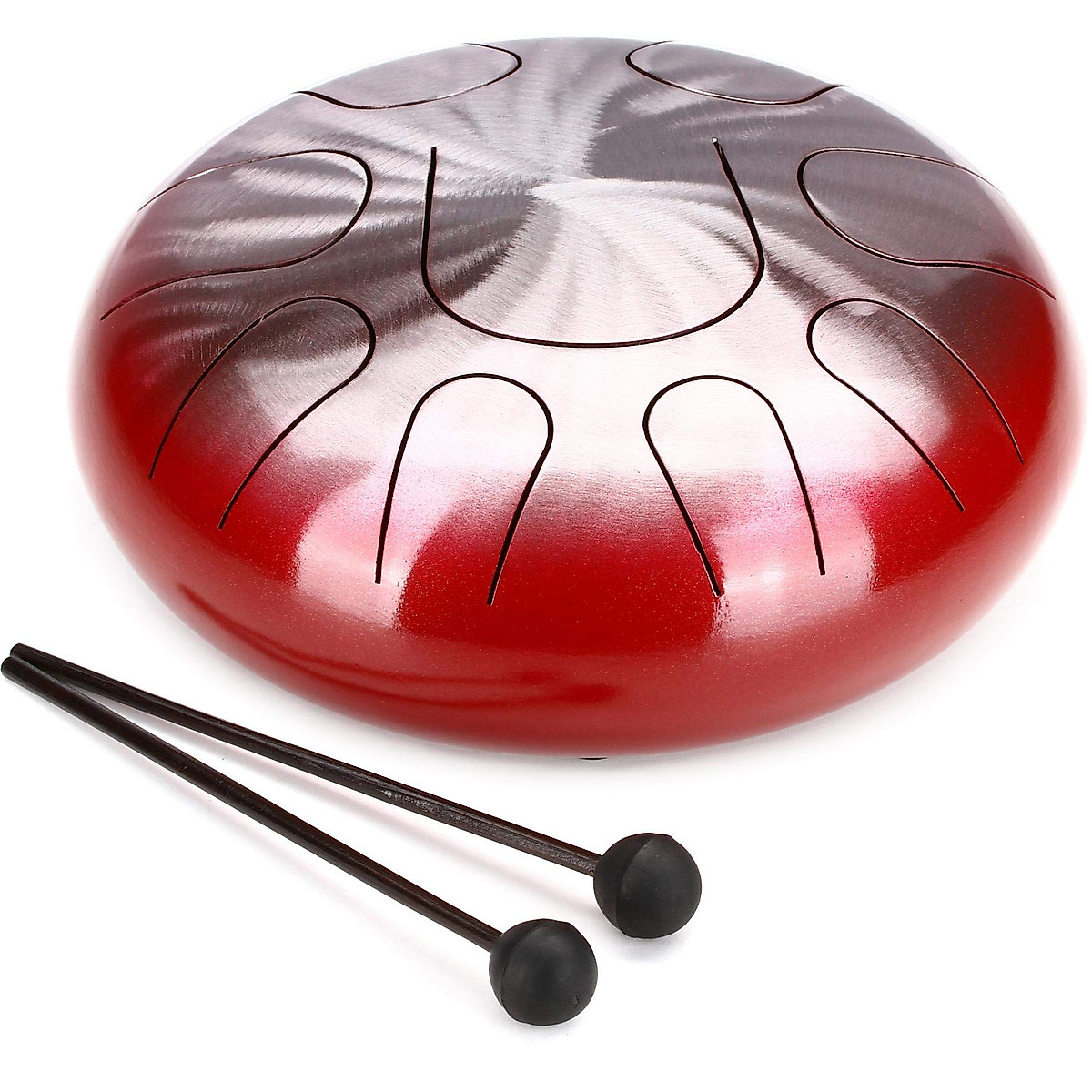 Pearl Steel Tongue Drum, 9 Note 10 inch Awakening Series Percussion Instrument Handpan C Key, Crimson Burst