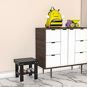 Zhuoyue Shower Stool Foot Rest Wood Step Stool Shaving Legs for Inside Shower Foot Stool for Kids Adults Black