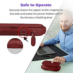 Homedics UV Clean Phone Sanitizer, UV Light Sanitizer, Fast Germ Sanitizer for Cell Phone, Makeup Tools, Credit Cards, Keys, Glasses, Kills 99.9% of Bacteria & Viruses, Red