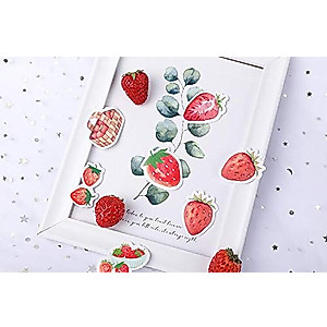90PCS Small Cute Pink Strawberry Letter Stickers Decal Sticker Cardstock Stickers Photo Planner Stickers Korean Stationery Stickers Party Favors Kid' Stickers for DIY Arts and Crafts (Strawberry)
