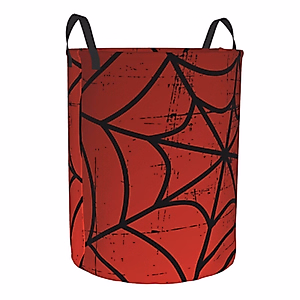 AMABCDET Collapsible Laundry Basket with Handles, Waterproof Oxford Fabric Spider Web Black Line Pattern Hamper Storage Organizer for Laundry Room Bedroom Bathroom College Dorm