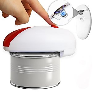 VEMJO Electric Can Opener For Kitchen One Touch Automatic Can Opener Electric for Almost Cans Hands Free Battery Operated Can Opener For Seniors and Arthritis Smooth Edge Food-Safe (Red), Large