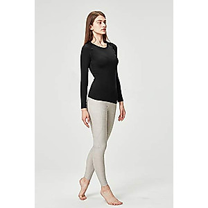 DEVOPS Women's 2 Pack Thermal Long Sleeve Shirts Compression Baselayer Tops (Medium, Black/White)