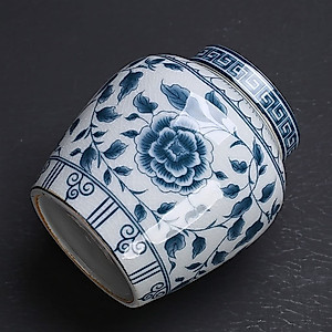 G’z Ceramic Storage jar Kitchen Sealed Lids Ceramics Traditional Tea Canisters Elegant Pattern Tea Caddy Food Jars Tea Tins for Kitchen Spices, Tea, Coffee, Condiments (Size : Small)