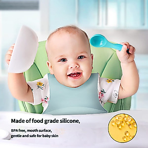 Maveek Silicone Baby Bibs for Eating, Drool Bibs for Babies Gender Neutral Toddler Bandana Bibs Food Catcher for Baby Boys and Girls, Waterproof Soft Non Messy Dusky Pink + Dusky Blue (12-36 Months)