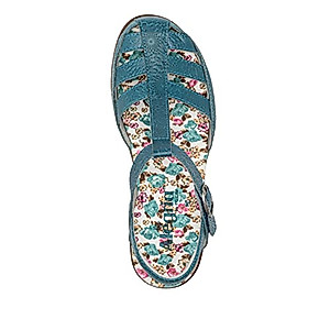 Alegria Women's Summer Roman Candle Teal Leather Wedge Sandal 9.5-10 M US