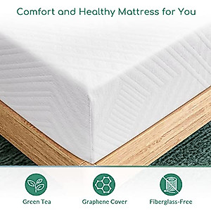 Airdown Twin Mattress, 10 Inch Memory Foam Mattress in a Box, Medium Firm Green Tea Twin Size Mattress for Cool Sleep & Pressure Relief, CertiPUR-US Certified, Made in USA
