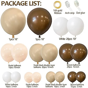 AMZ JHON Brown Balloons Garland Arch Kit Neutral Cream Boho Coffee Double-Stuffed Nude Blush White Gold Balloons for Baby&Bridal Shower, Birthday Party, Wedding, Grad, Anniversary Party Decorations