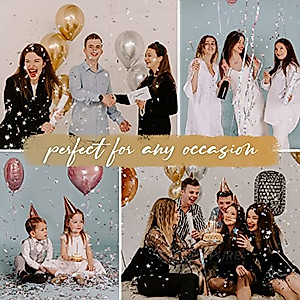 Confetti Cannon - 4 Pack Holographic Silver Party Poppers Confetti Shooters | 1x Streamer Poppers and 3x Star Confetti Poppers Bulk | Confetti Bomb Party Poppers for Celebrations | Confetti Gun for Birthday, Graduation, New Years Eve, Wedding, Photo Shoot