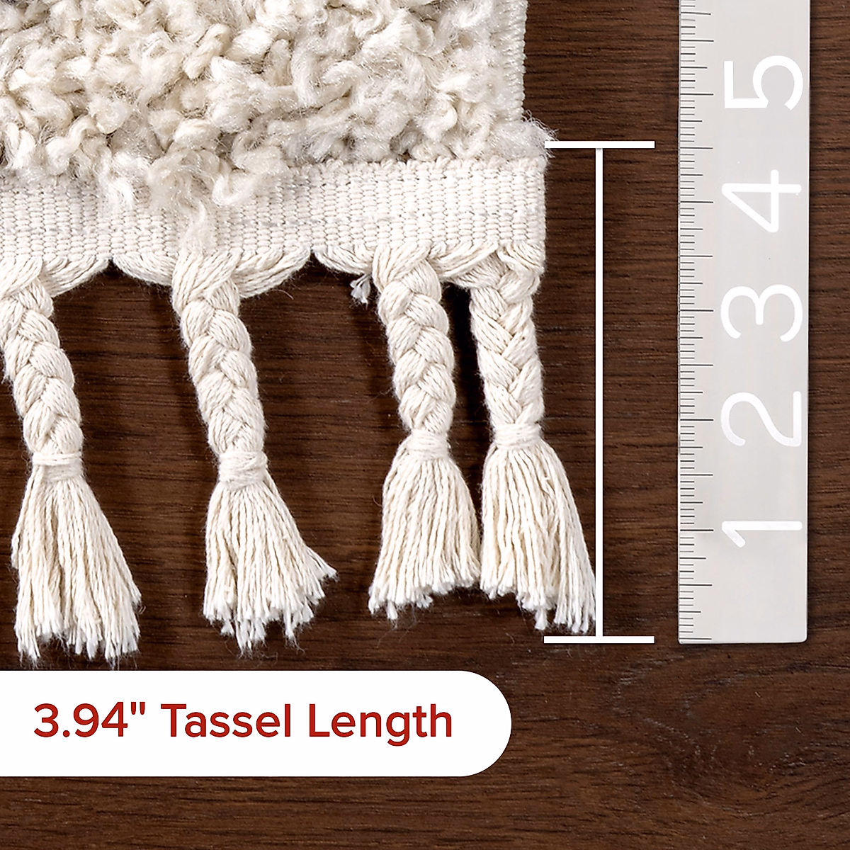 nuLOOM Bria Moroccan Shag Tasseled Area Rug - 2x12 Runner Shag Rug Modern/Contemporary Off-White/Charcoal Rugs for Living Room Bedroom Dining Room Nursery Entryway Hallway