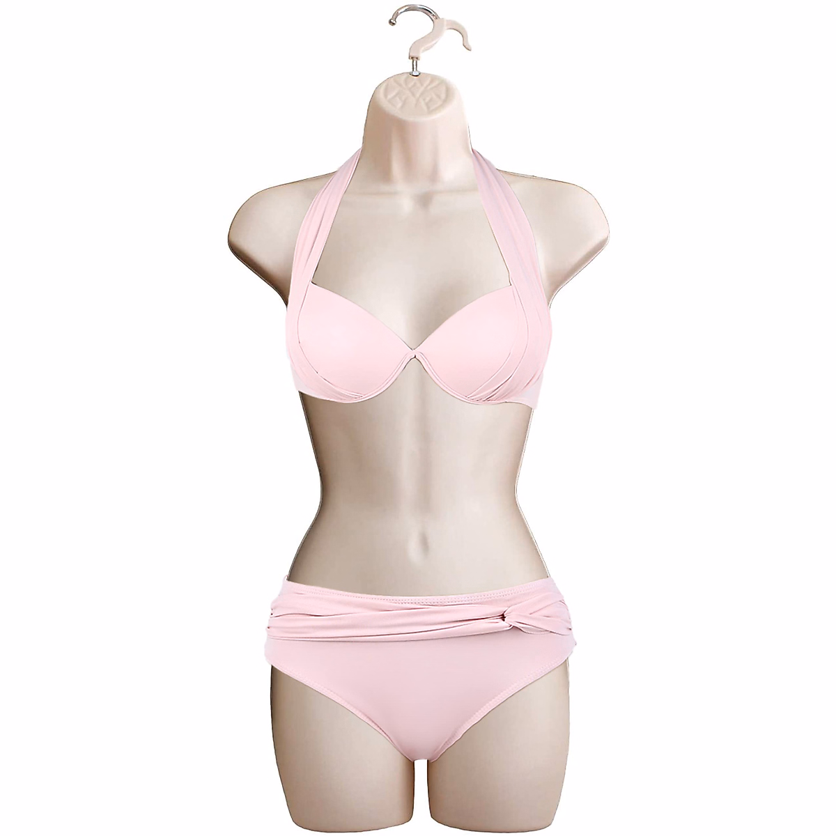 DisplayTown Flesh Female Mannequin Hip Long Hollow Back Body Stackable Dress Form with Hanging Hook for Tshirt Display, Countertop, Craft Shows, Photos and Design, S-M Clothing Size