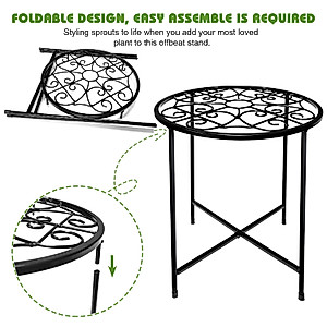 15" Tall Metal Plant Stand, 2 Pack 11" Wide Round Plant Stand for Flower Pots Up to 100lbs, Rustproof Iron Plant Holder for Indoor Outdoor Use, Easy Assemble Flower Stand for Home Garden Display