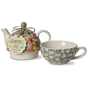 Pavilion Gift Company Bloom Grandma's Love Ceramic Tea for One, 15 oz, Multicolor