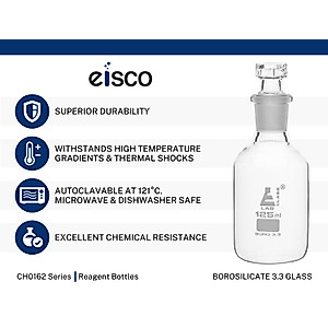 EISCO Labs 250ml Reagent Glass Bottle - Wide mouth with Stopper