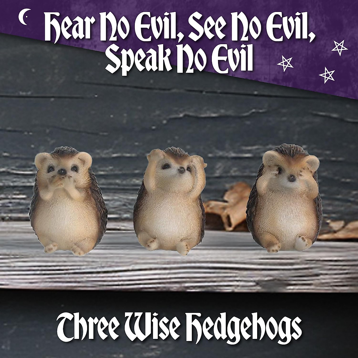 Nemesis Now Three Wise See No Evil Hear No Evil Speak No Evil Figurines, Adorable Hand-Painted Resin Collectibles and Gift - Hedgehogs