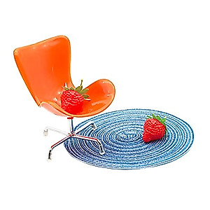 Bbiamsleep 3 Pcs 7.7 Inch Diameter 1:6 Dollhouse Braided Indoor Area Rug Hand Woven Area Carpet Round Beige Wheat Blue Rugs Natural Rustic Vintage Braided Durable Rug Eco Friendly