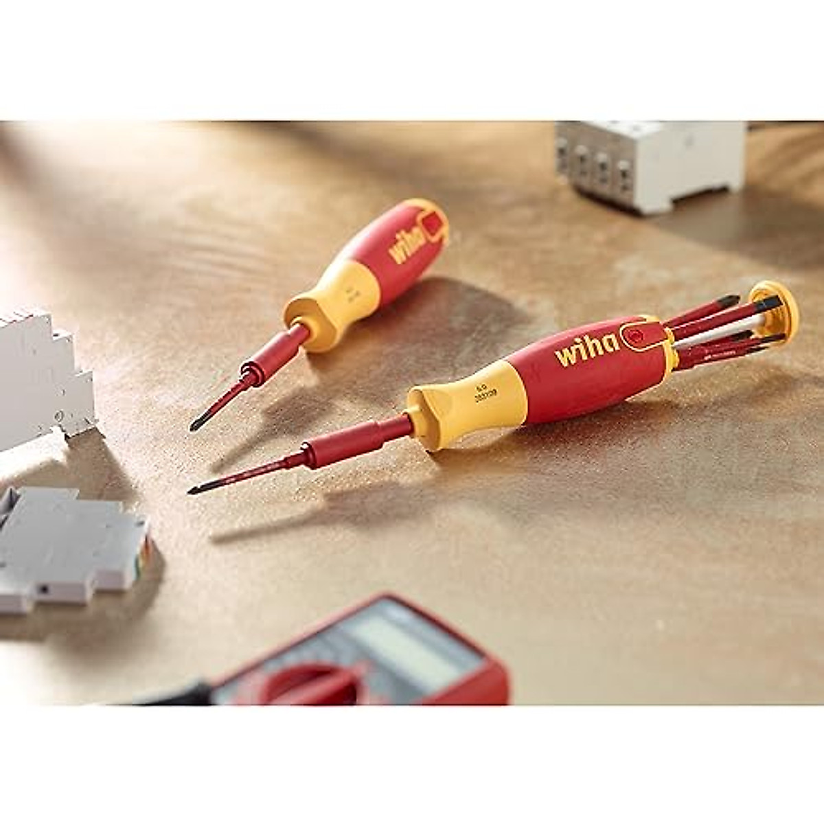Wiha 28393 Insulated Slim Line Precision Pop Up Screwdriver Set, Slotted, 7-Piece, Red