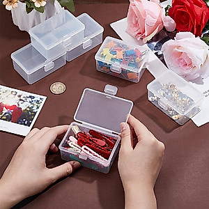 BENECREAT 8Pcs Clear Plastic Box Container Transparent Rectangle Storage Organizer with Lids for Beads, Small Items and Other Craft Projects, 3.2x2.2x1.4"