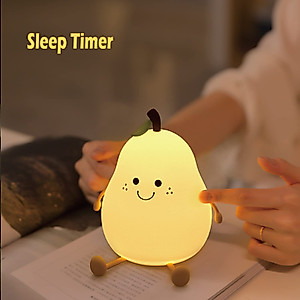 Neioaas Children's Cute Lamp,Cute Night Light, Pear Shaped Night Light, Silicone Bedside Lamp Warm Lamp 7 Color USB Charging Mini Table Lamp, Bedroom Decoration, Children's Gift Valentine's Day Gift