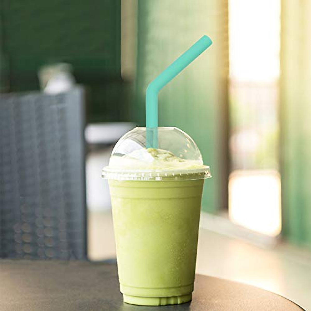 Senneny Set of 6 Silicone Drinking Straws for 30oz and 20oz - Reusable Silicone Straws BPA Free Extra Long with Cleaning Brushes- 6 Bent- 8mm diameter