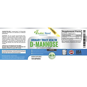 High Strength Pure D-Mannose with Cranberry Extract for Natural Urinary Tract Infections and UTI Support - Digestive Health - Immune System Support - 700mg - Non-GMO - 120 Pills