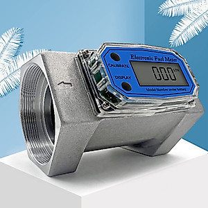 Hisocute Flowmeter 1in/2in/2.5in/3in LCD Digital Liquid Flow Sensor Meter Electronic Turbine-Flowmeter For Diesel-Fuel Urea Water Flowmeter Operated(not Included)