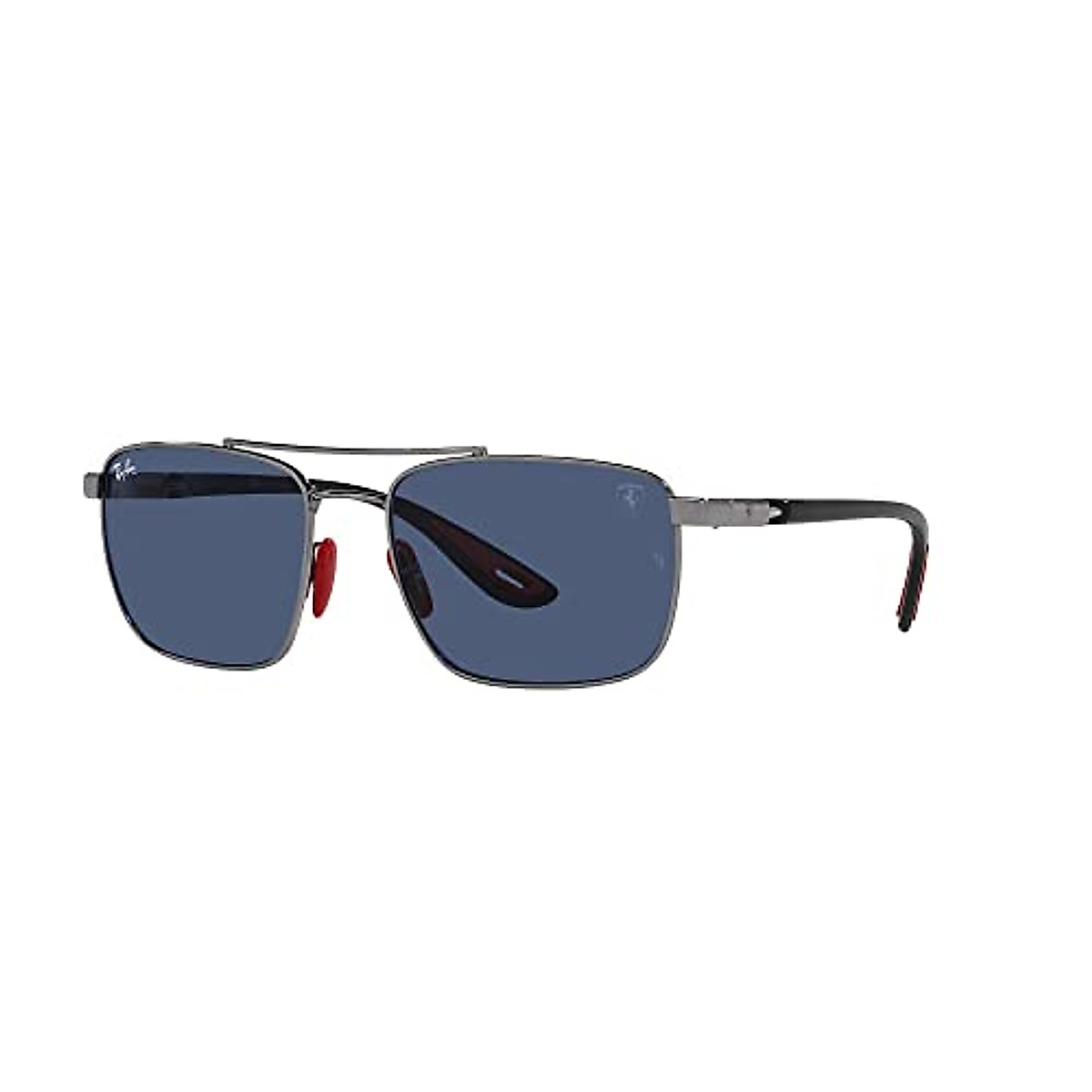 Ray-Ban RB3715M Scuderia Ferrari Collection Square Sunglasses, Gunmetal/Dark Blue, 58 mm