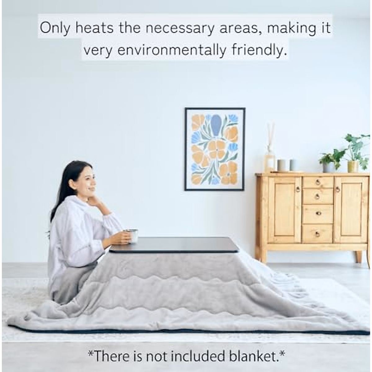 KEN JAPAN KB-75US(BK) Kotatsu Heater Table with 120V Electric Heater Low-Lying Dining and Work Desk Square W29.5xD29.5xH15inches Table top Surface Reversible Gray Brown Color Home and Living