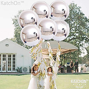 KatchOn, 22 Inch Metallic Silver Balloons - Pack of 6 | Giant, 4D Round 360 Degree Silver Balloons for Birthday Decorations | Silver Mylar Balloons, Bachelorette Party | Graduation Decorations 2023