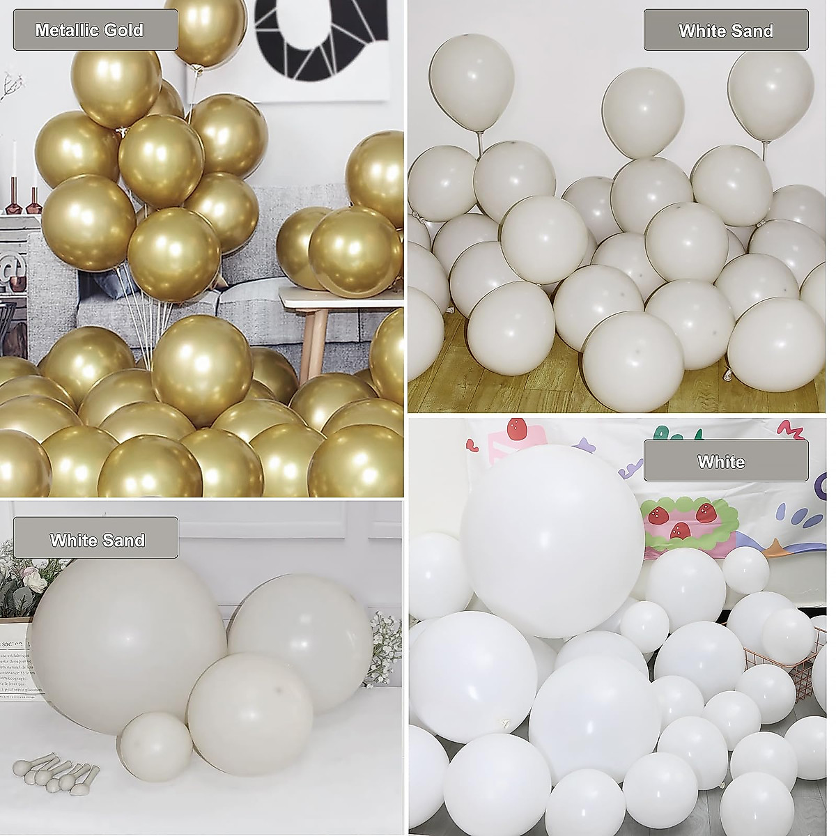 Sand White Gold Balloon Arch Garland Kit 168Pack Beige White Gold Balloons for Wedding Bridal Baby Shower Birthday Decorations Neutral Party Supplies