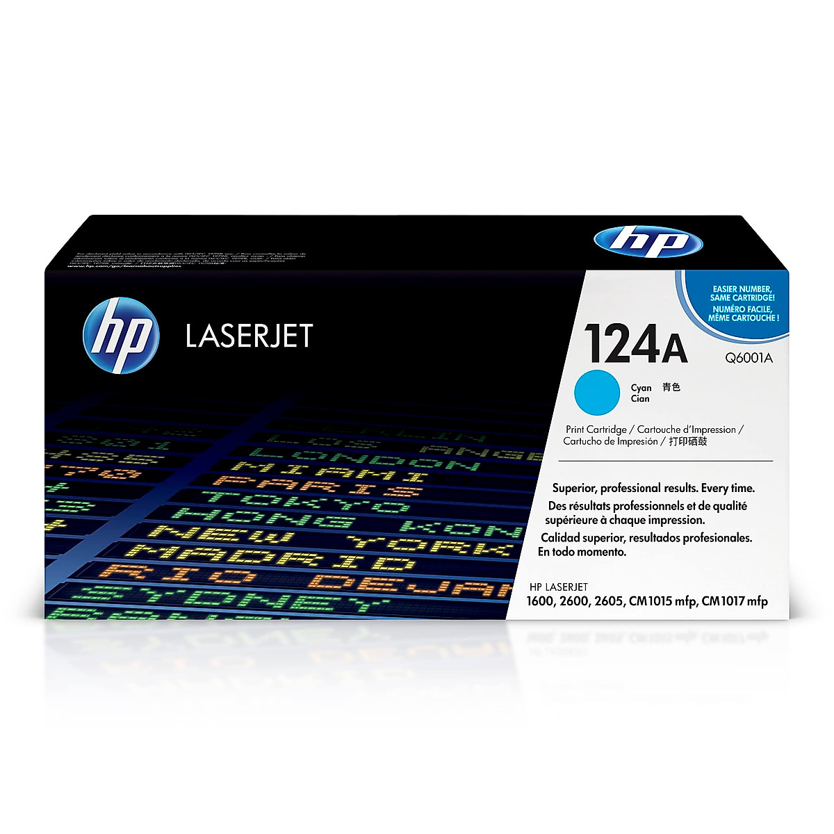 Original HP 124A Cyan Toner Cartridge Works with HP Color LaserJet 1600, 2600, 2605 Series, HP Color LaserJet MFP CM1015, CM1017 Series Q6001A