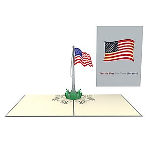 iGifts And Cards Patriotic Appreciation 3D Pop Up Greeting Card - Hero, American Flag, Half-Fold, Veterans, Memorial, Military, USA, All Occasion, Welcome Home, Retirement, Miss You