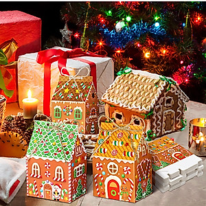 Zhanmai 48 Pcs Christmas Treat Boxes Candy Gingerbread House Mini Christmas Party Favor Box Small Paperboard Christmas Gift Boxes for Xmas Holiday Party Treat Cookie Goodie Snack Gift Packaging