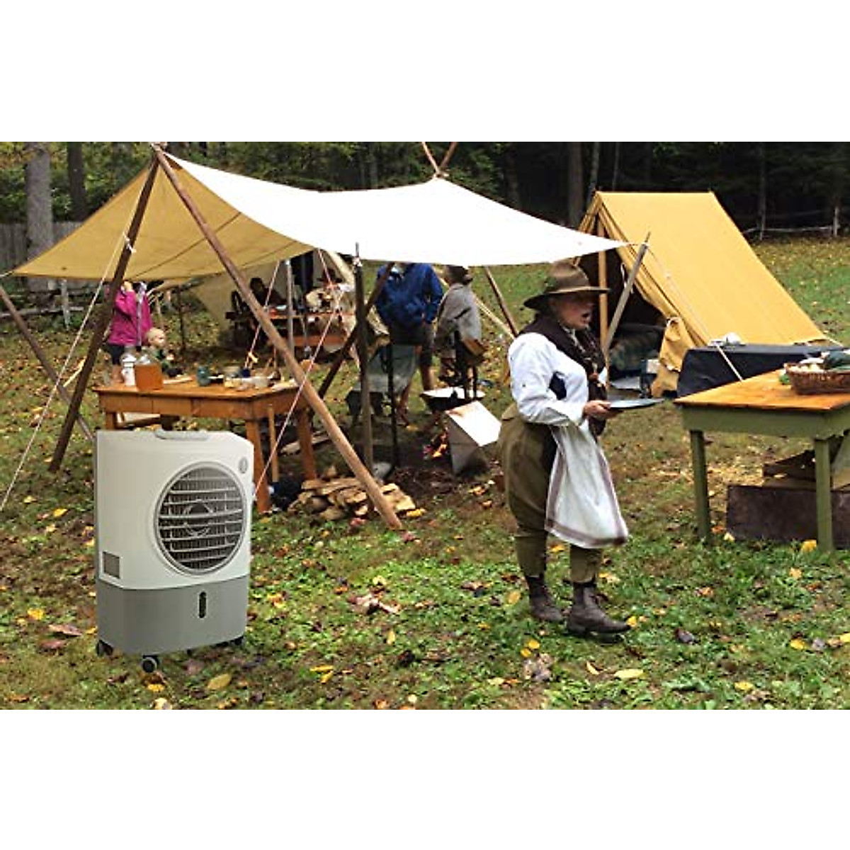 Hessaire MC18M Portable Evaporative Cooling Fan, Indoor/Outdoor Low Humidity Environments, 1300 CFM, 500 sq. ft., 2-Speed Fan, 53.4 dB, White