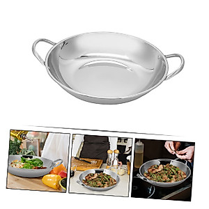 KICHOUSE Stainless Steel Pot Stainless Steel Saute Pan Steak Cooker Paella Small Pot with Lid Cooking Pot Stainless Steel Wok Pan Nonstick Pan with Lid Egg Outdoor Shopping Cart