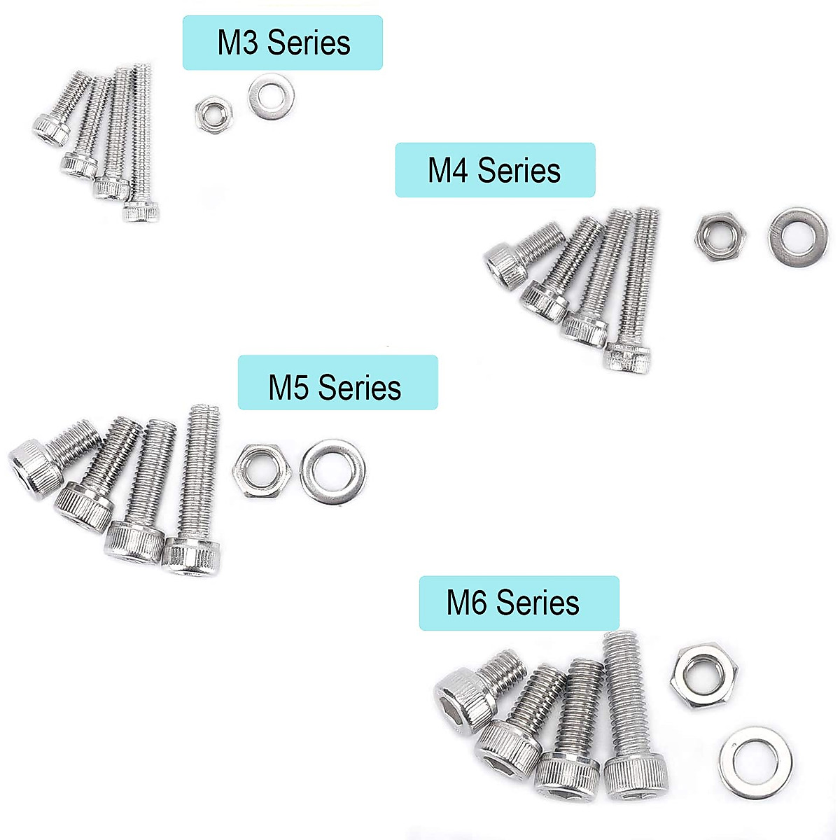 AETTLM6 M5 M4 M3 Nuts and Bolts Assortment Kit (660PCS)