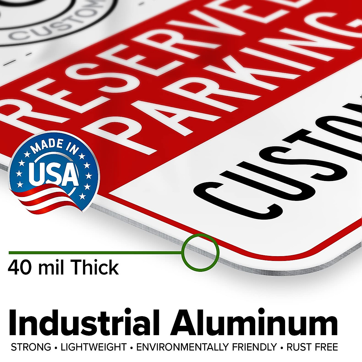 Custom No Parking Sign, Custom Reserved Parking Signs for Business, 10x14 Inches, Rust Free .040 Aluminum, Fade Resistant, Made in USA by My Sign Center (Post Holes)