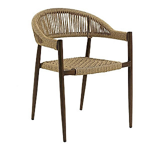Furniture of America Clark Aluminum Patio Dining Chair in Walnut (Set of 2)