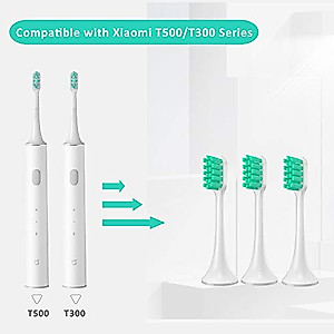 Replacement Toothbrush Heads Compatible with Xiaomi Mijia/Mi Home T300 T500 T700 Series Sonic Electric Brush Handles(6-Pack)