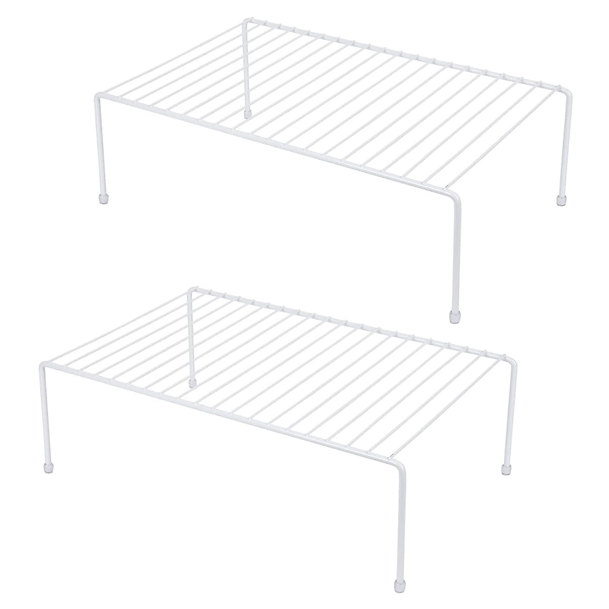 JBESUHI Set of 2 Large (16.1 x 10.2 Inch) Cabinet Storage Shelf Rack, Kitchen Shelves，Kitchen Counter and Cabinet Shelf, Storage Rack Organizer for Kitchen, Bathroom Cupboard (White)
