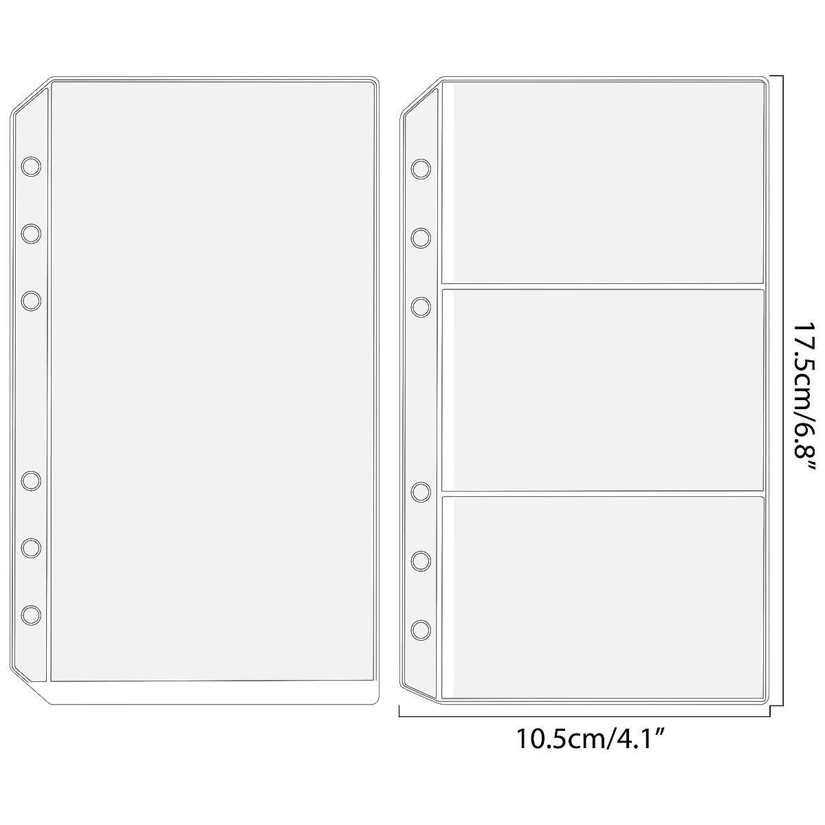 12 Pcs A6 Binder Sleeves A6 PVC Cash Envelopes 6 Holes Binder Pockets Card Sleeves Waterproof PVC Pockets Clear Cash Envelopes Clear Zipperless Binder Pouch for Protect Store Your Cash Invoices Coupon