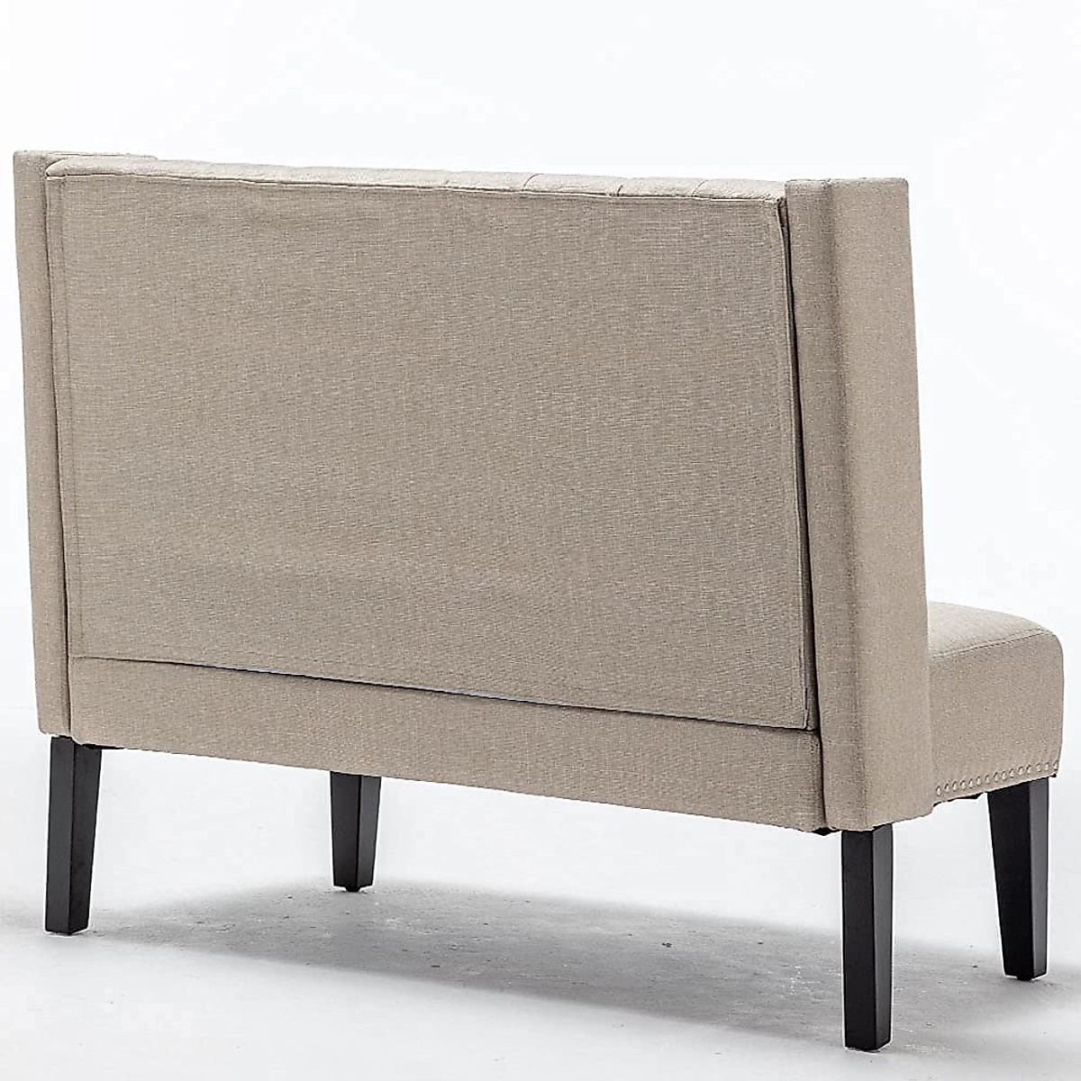 Andeworld Modern Loveseat Settee Bench Sofa Couch, Upholstered Banquette Dining Bench with Back for Dining Living Room Hallway or Entryway Seating,Putty