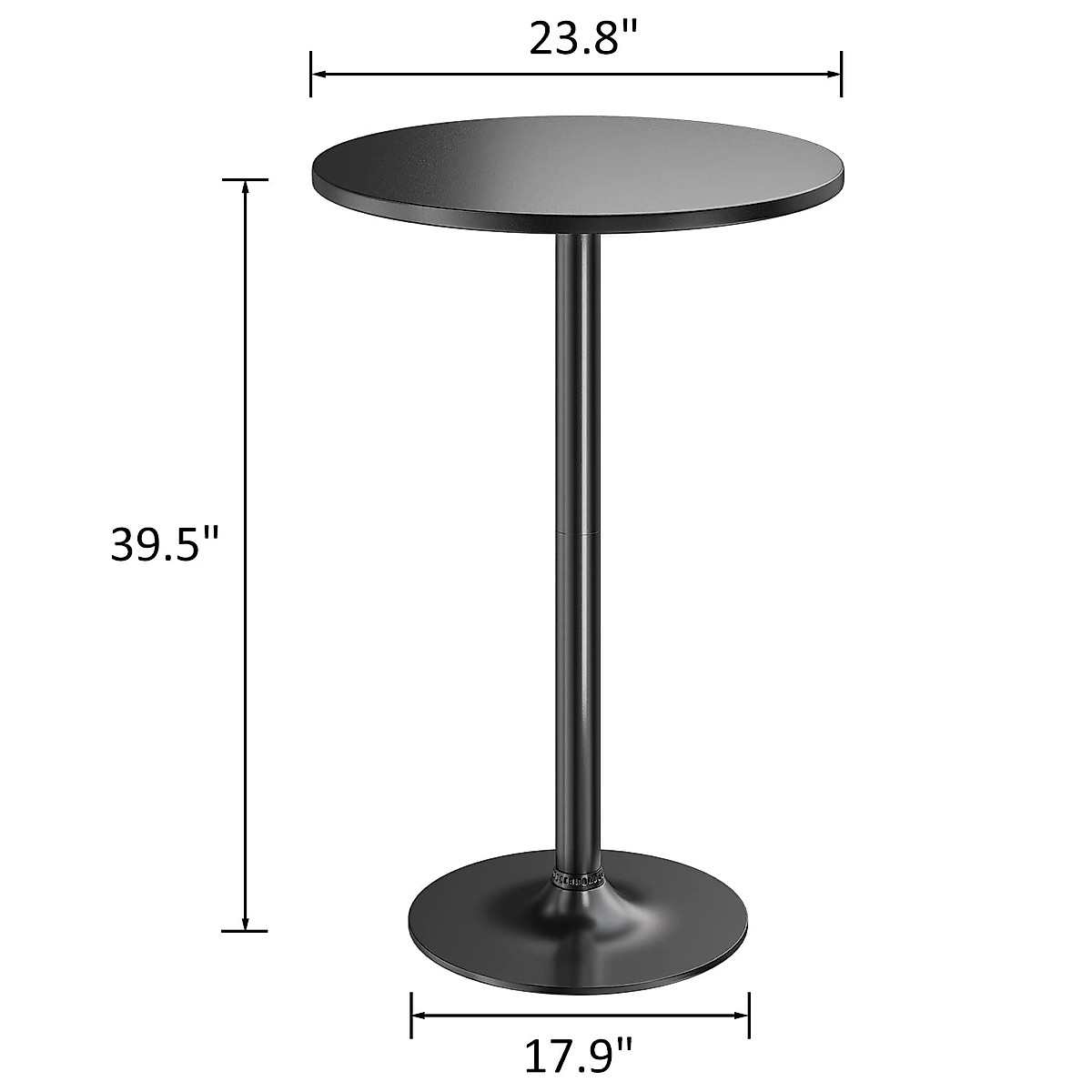 Furmax Bistro Pub Table 2 Pack Round Bar Height Cocktail Table Metal Base MDF Top Obsidian Table with Black Leg 23.8-Inch Top, 39.5-Inch Height (Black)