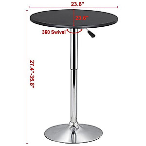 Yaheetech 3-Piece Bar Table Set, Round Bar Table and PU Leather Adjustable Swivel Chairs, Modern Counter Height Table Set with 2 Bar Stool for Kitchen, Black