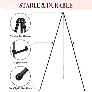 DDEAT Easel Stand for Wedding Sign & Poster 63'' Easels for Display Portable Art Easel for Floor Adjustable Metal Easel Black